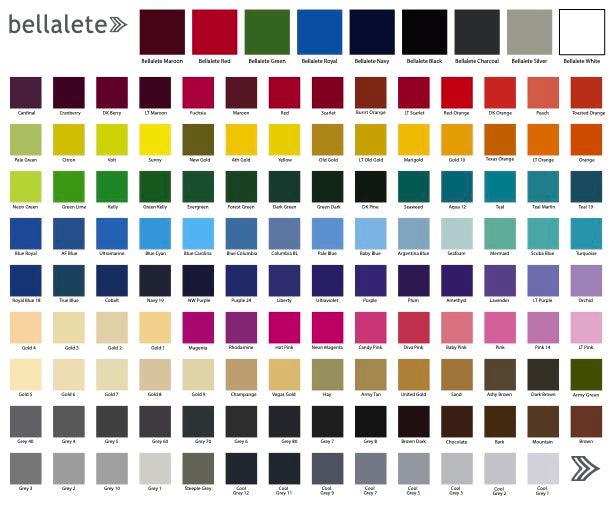 Pro Jerseys Fabric & Color Chart – bellalete